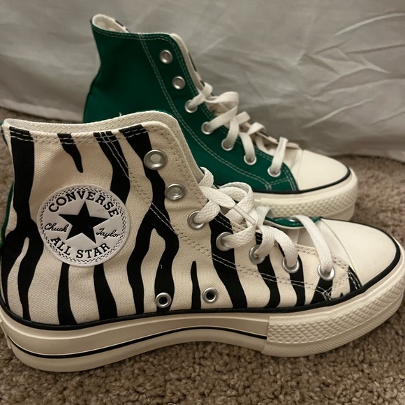 Converse | Shoes | Custom Green Zebra Platform Converse | Poshmark